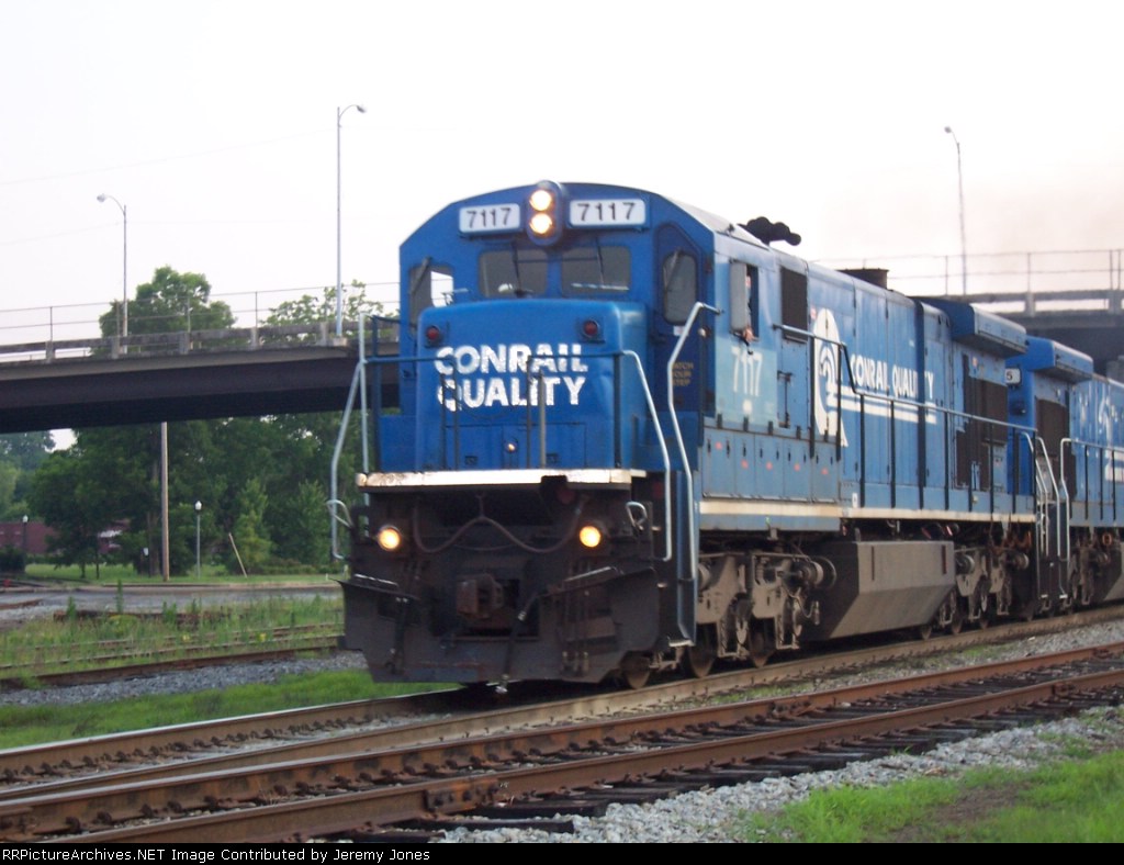 One of the few remaining C36-7 in Conrail leads CSX work train north from Opelika. Notice the ...